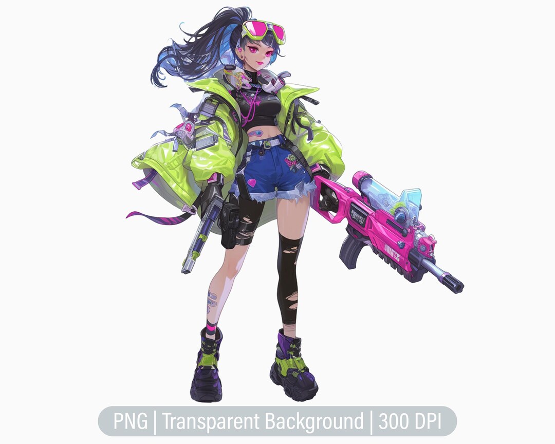 Cyberpunk Girl Clipart, Cyborg PNG, Sci-fi, Girl With Gun, Junk ...