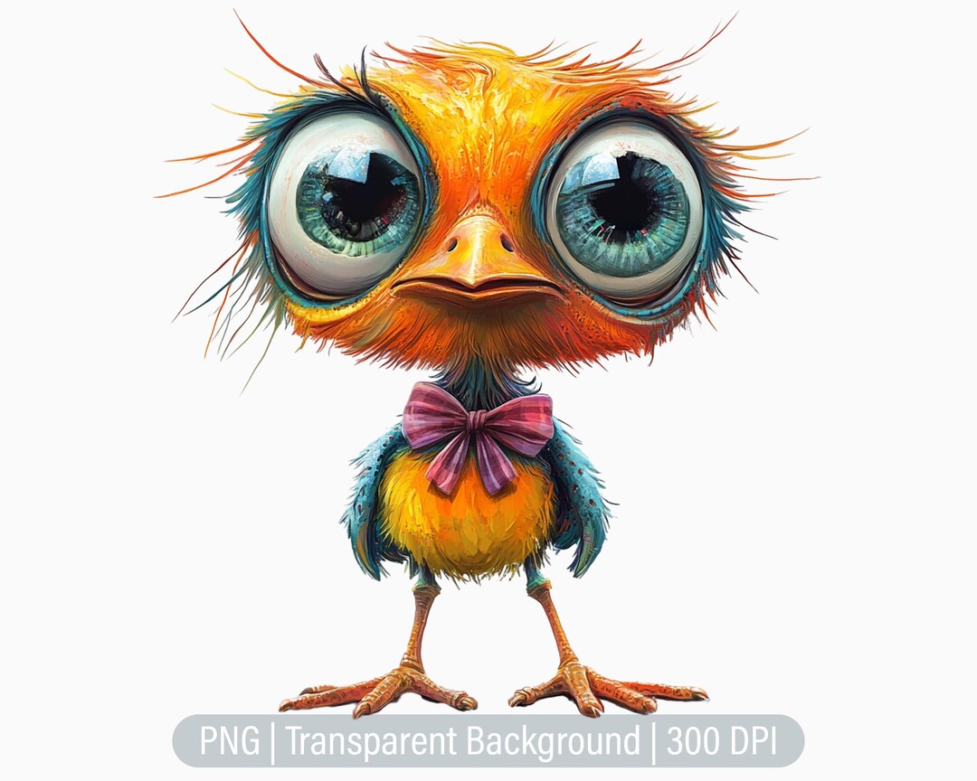 Whimsical Bird Clipart, Cute Bird PNG, Funny Bird, Orange Bird, Junk ...