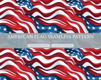 USA Flag Digital Paper, Red White & Blue Seamless Pattern, Patriotic ...