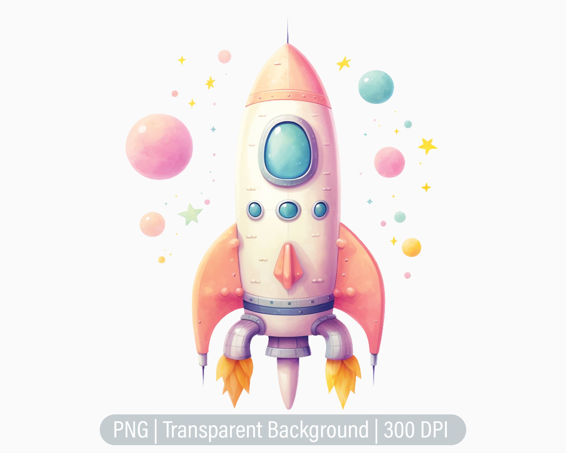 Spaceship Clipart, Rocket Ship PNG, Pink Space Rocket, Junk Journals ...