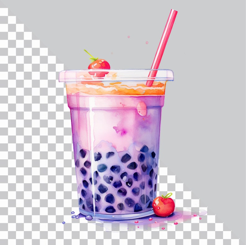 Watercolor Boba Tea Clipart PNG, Bubble Tea Clipart, Tea Boba Nai Cha ...