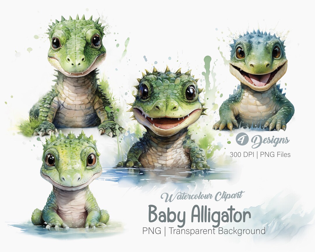 Baby Alligator Clipart, Cute Alligator PNG, Crocodile Prints, Junk ...