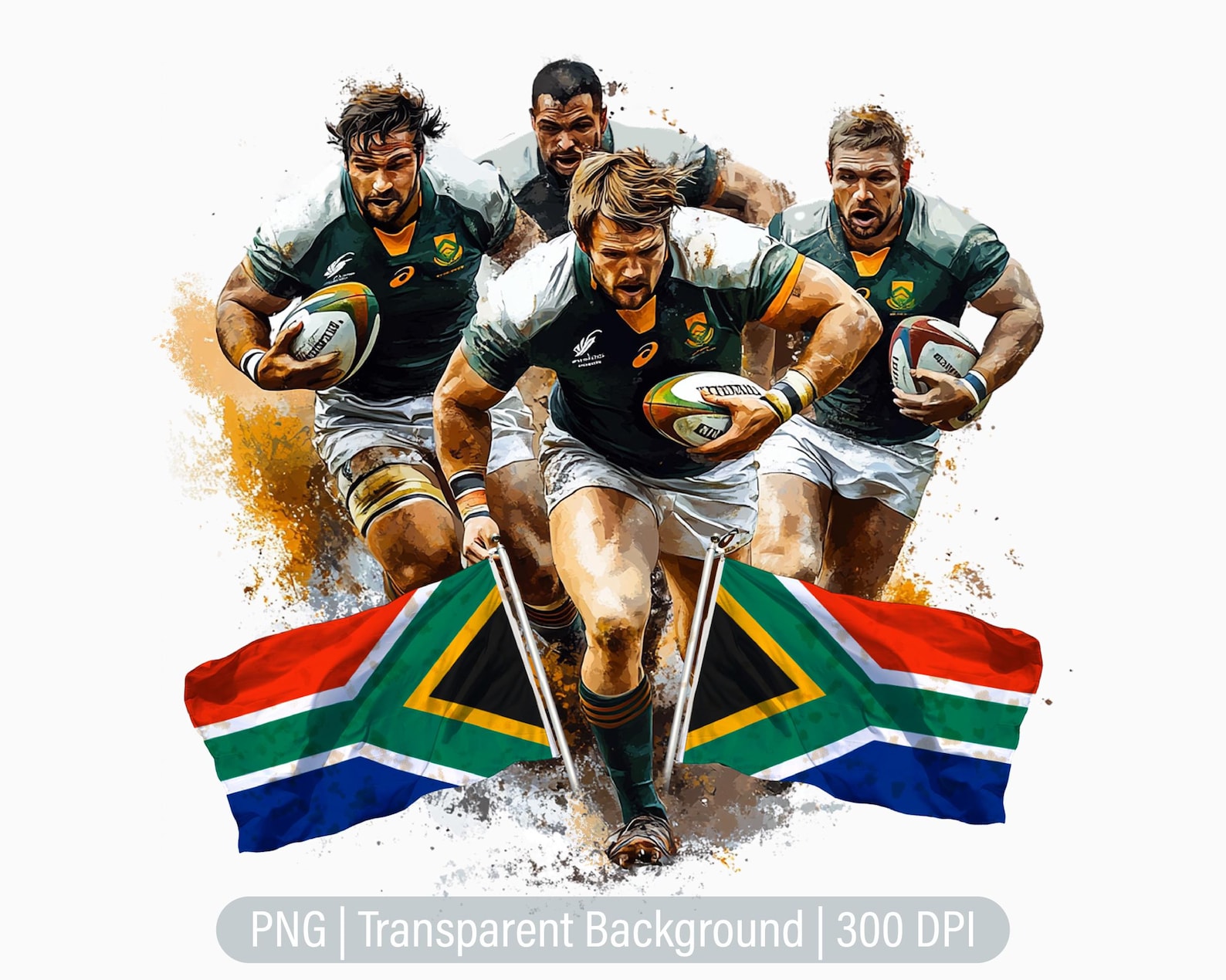 South African Rugby Clipart, Rugby Team PNG, Rainbow Nation, Junk ...