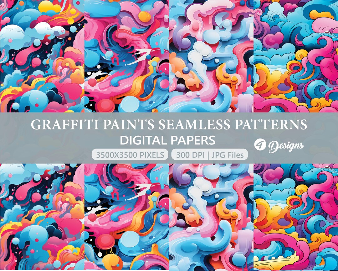 Graffiti Paint Digital Paper, Graffiti Pattern, Graffiti Wall ...