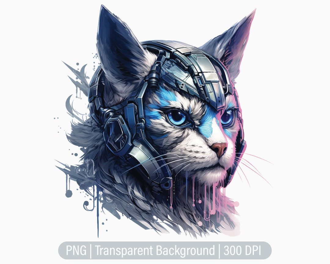 Cyberpunk Cat Clipart, Cool Cat PNG Clipart, Robot Cat Png, Junk ...