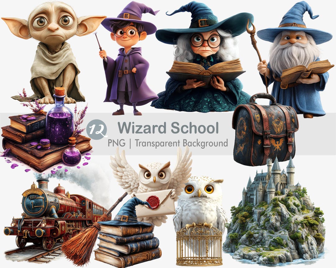 Wizard School Clipart, Witch PNG, Magic School, Printable Sublimation ...
