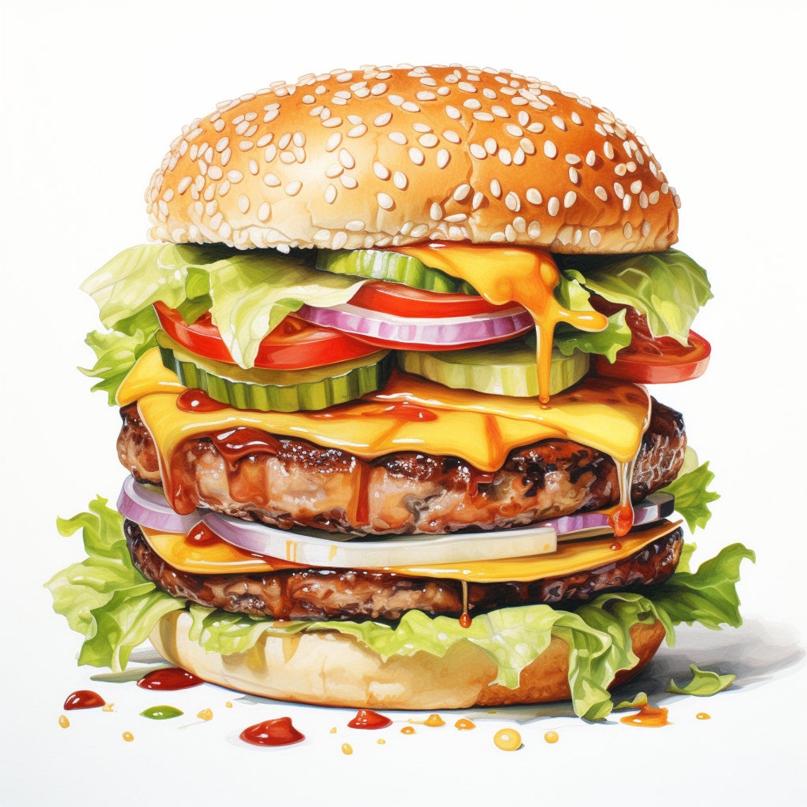 Hamburger Clipart Cheese Burger Clipart Hamburger Png - Etsy