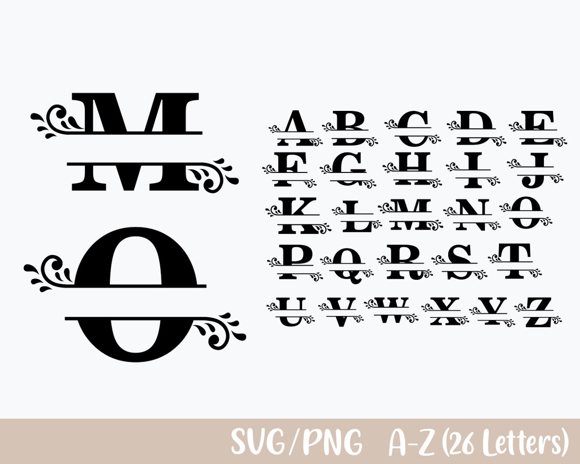 Split Monogram SVG A-Z Monogram Svg Alphabet Svg Png - Etsy