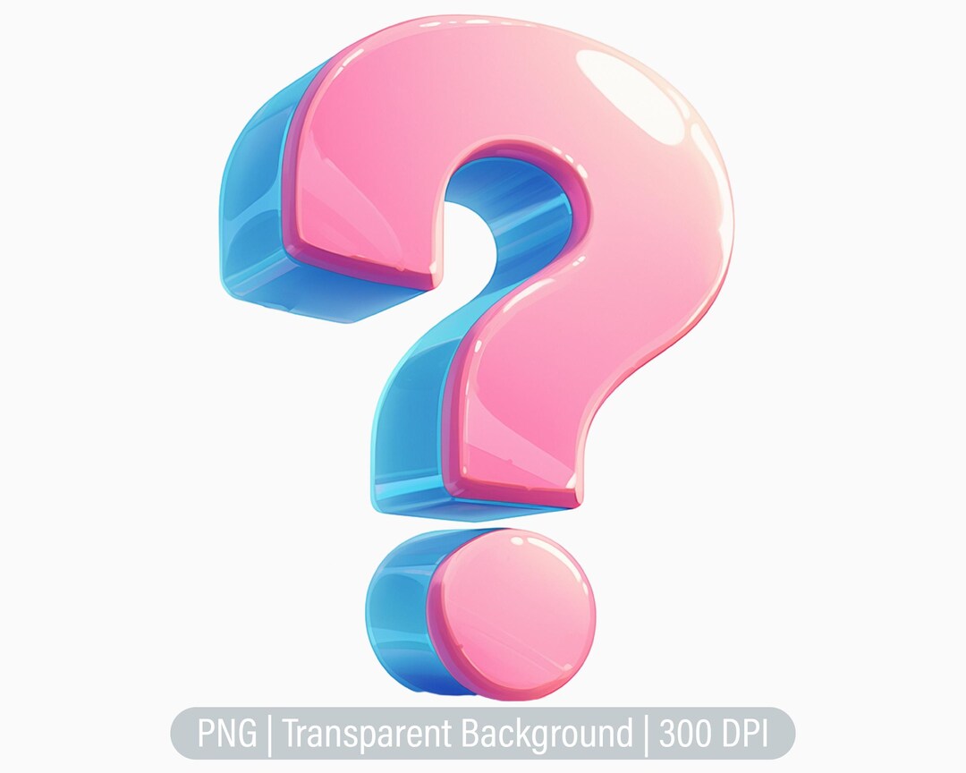 Question Mark Gender Reveal Clipart, Blue & Pink PNG, Baby Shower, Junk ...