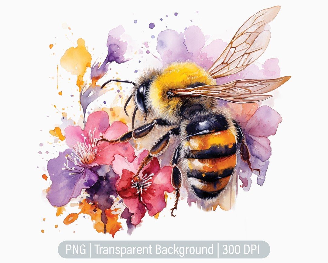 Bumble Bee Clipart, Bee PNG, Spring Bee Flowers, Junk Journals ...