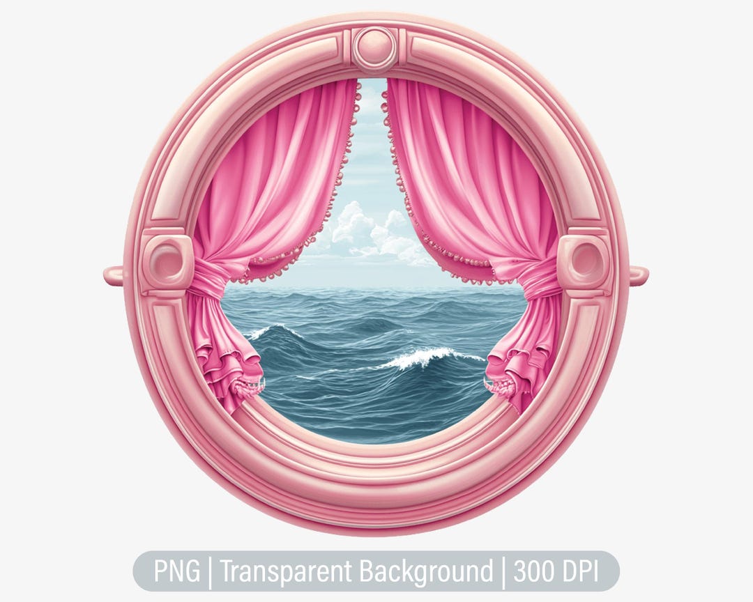 Pink Boat Window Clipart, Ocean PNG, Nautical Window, Junk Journals ...