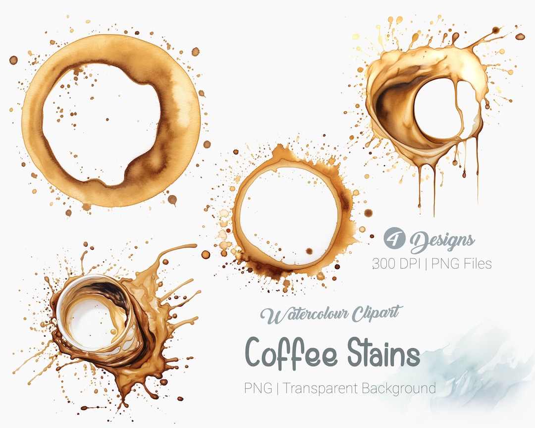 Watercolor Coffee Stains Clipart, Coffee Drinks Clipart, Coffee Ring ...