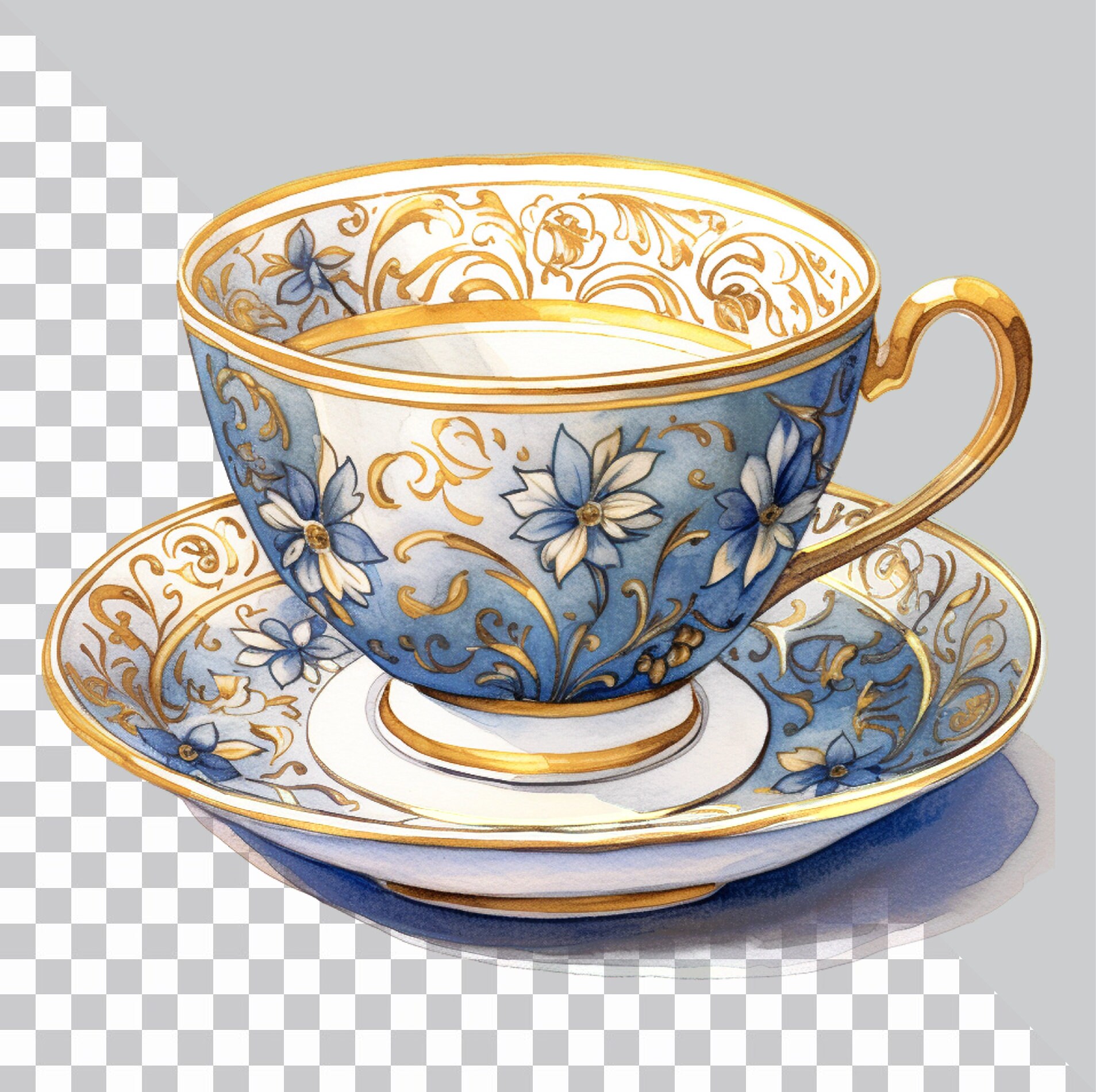 Vintage Teacup Clipart Watercolour Tea Cup Png Floral - Etsy