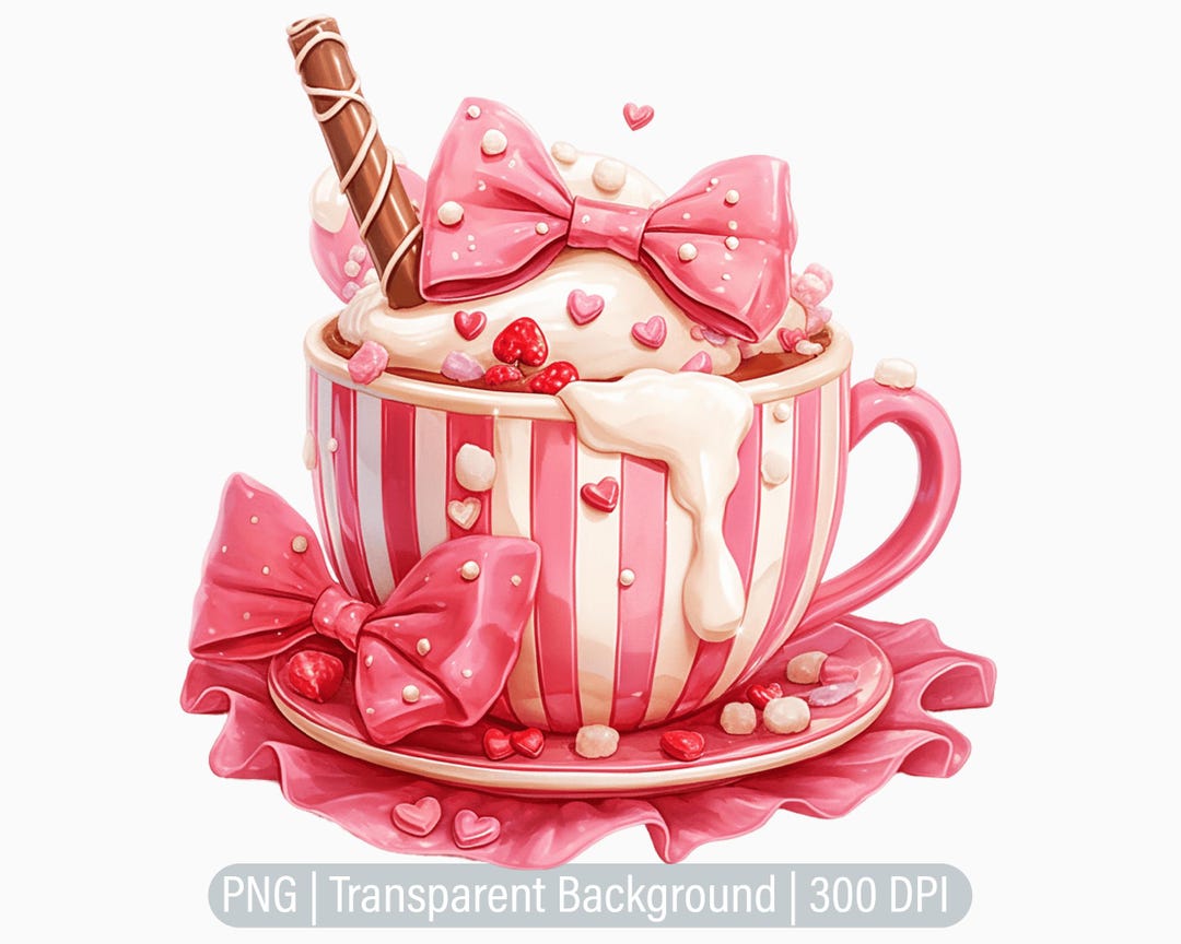 Sweet Hot Chocolate Clipart, Cute Valentine's Day Candy, Hearts Love ...