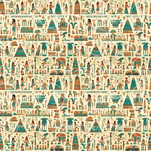 Egyptian Digital Paper, Ancient Egypt Seamless Pattern, Hieroglyphics ...
