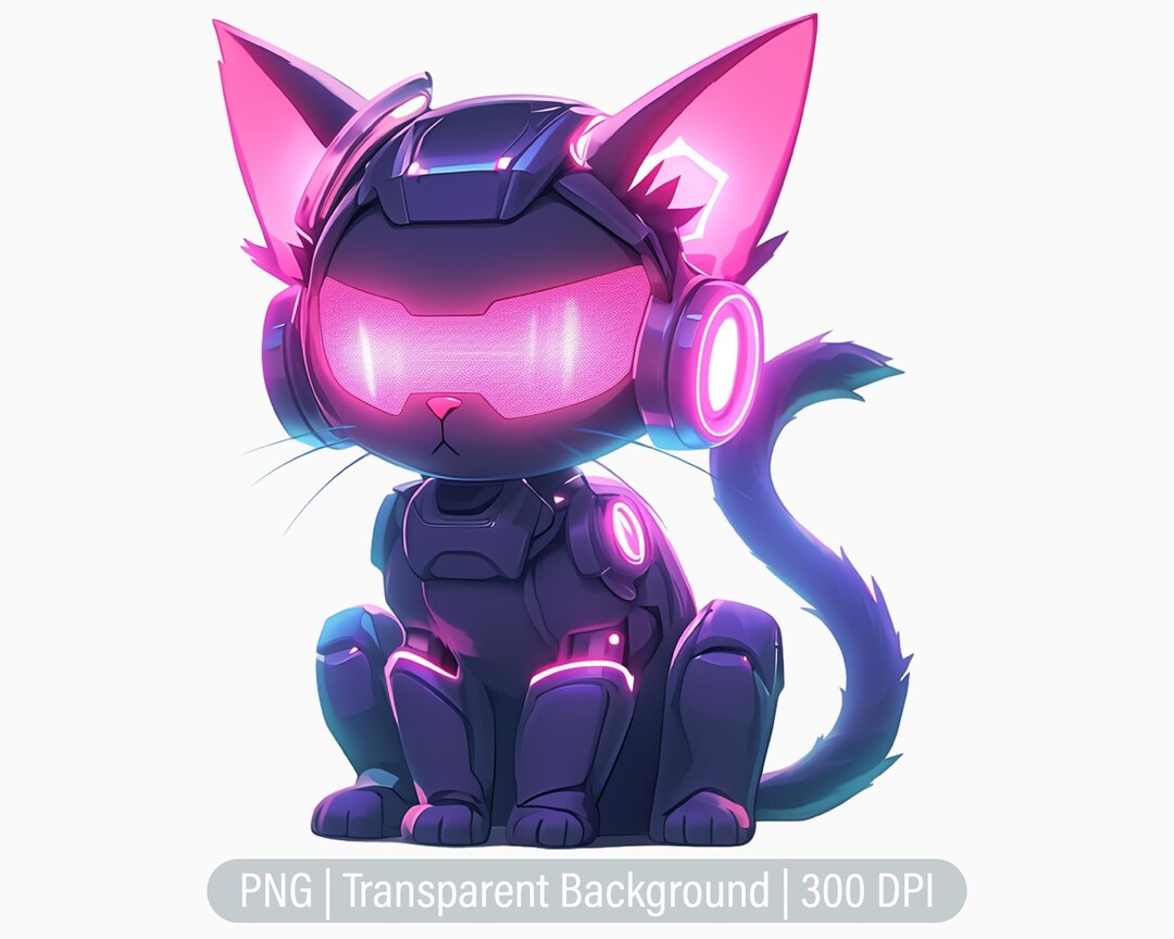 Cyberpunk Cat Clipart, Cyborg PNG, Sci-fi , Junk Journals, Scrapbooking ...