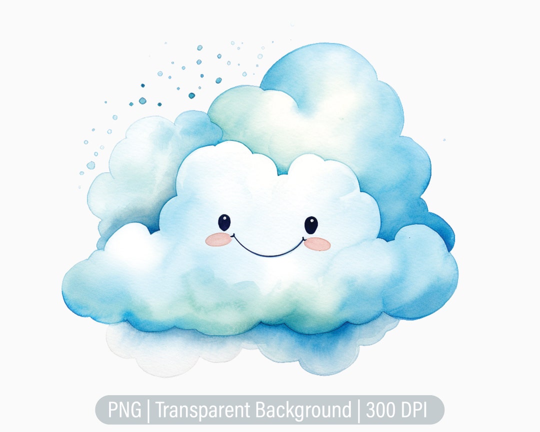Happy Cloud Clipart, Cute Cloud PNG, Pastel Cloud PNG, Junk Journals ...