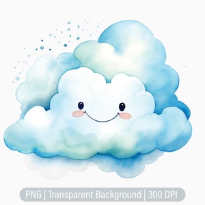Happy Cloud Clipart, Cute Cloud PNG, Pastel Cloud PNG, Junk Journals ...