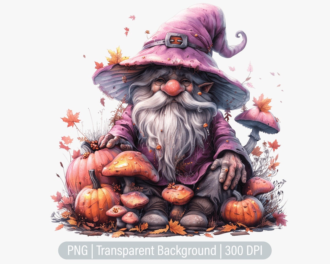 Pink Gnome Clipart, Halloween PNG, Pink Halloween, Junk Journals ...
