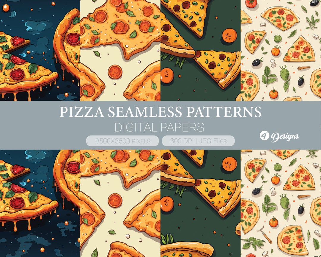 Pizza Digital Paper, Pizza Slice Seamless Pattern, Pizza Food ...