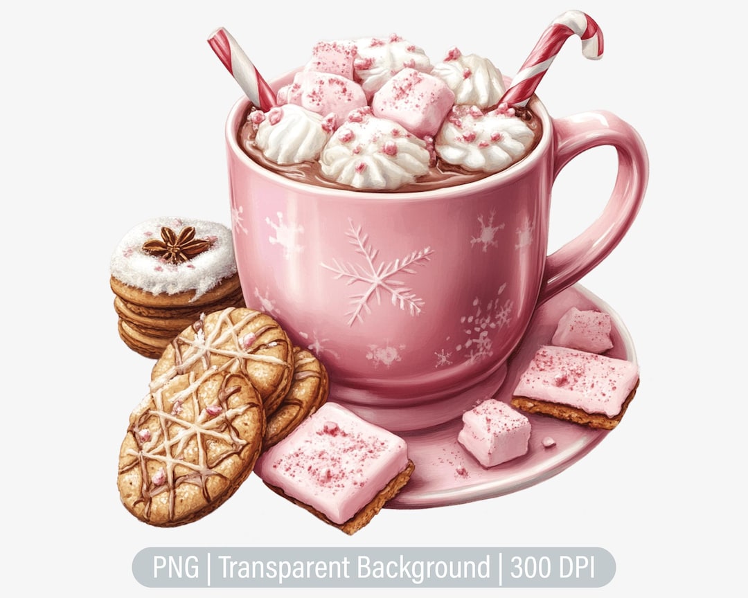 Pink Christmas Hot Chocolate Clipart, Christmas PNG, Hot Cocoa, Junk ...