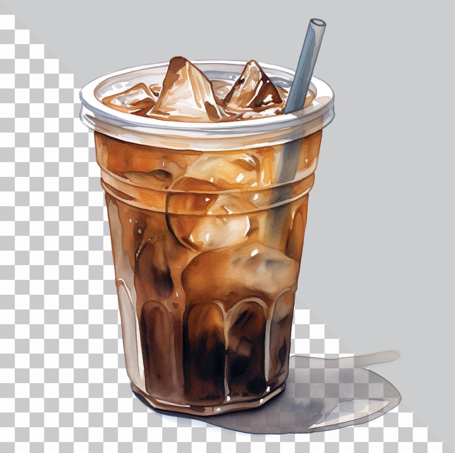 Watercolor Iced Coffee Clipart, Creamy Milk Ice Coffee Clipart, Sweet ...