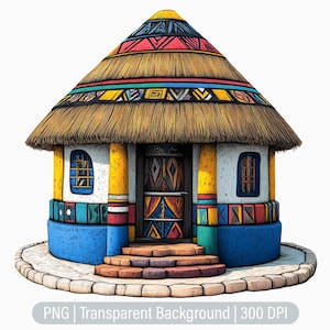 Ndebele Hut Clipart, South African PNG, Rainbow Nation, Junk Journals ...