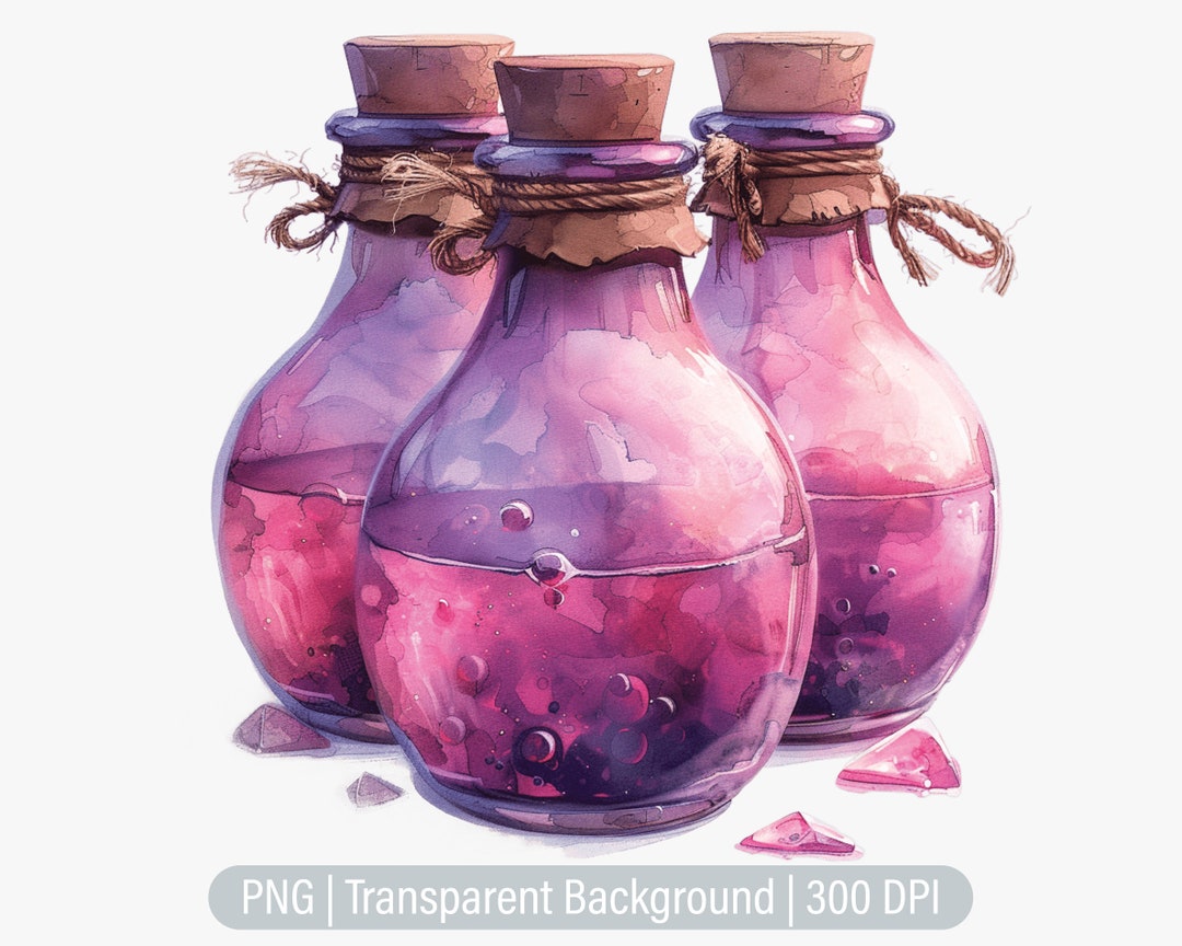 Pink Potions Clipart, Halloween PNG, Witch Potions, Junk Journals ...