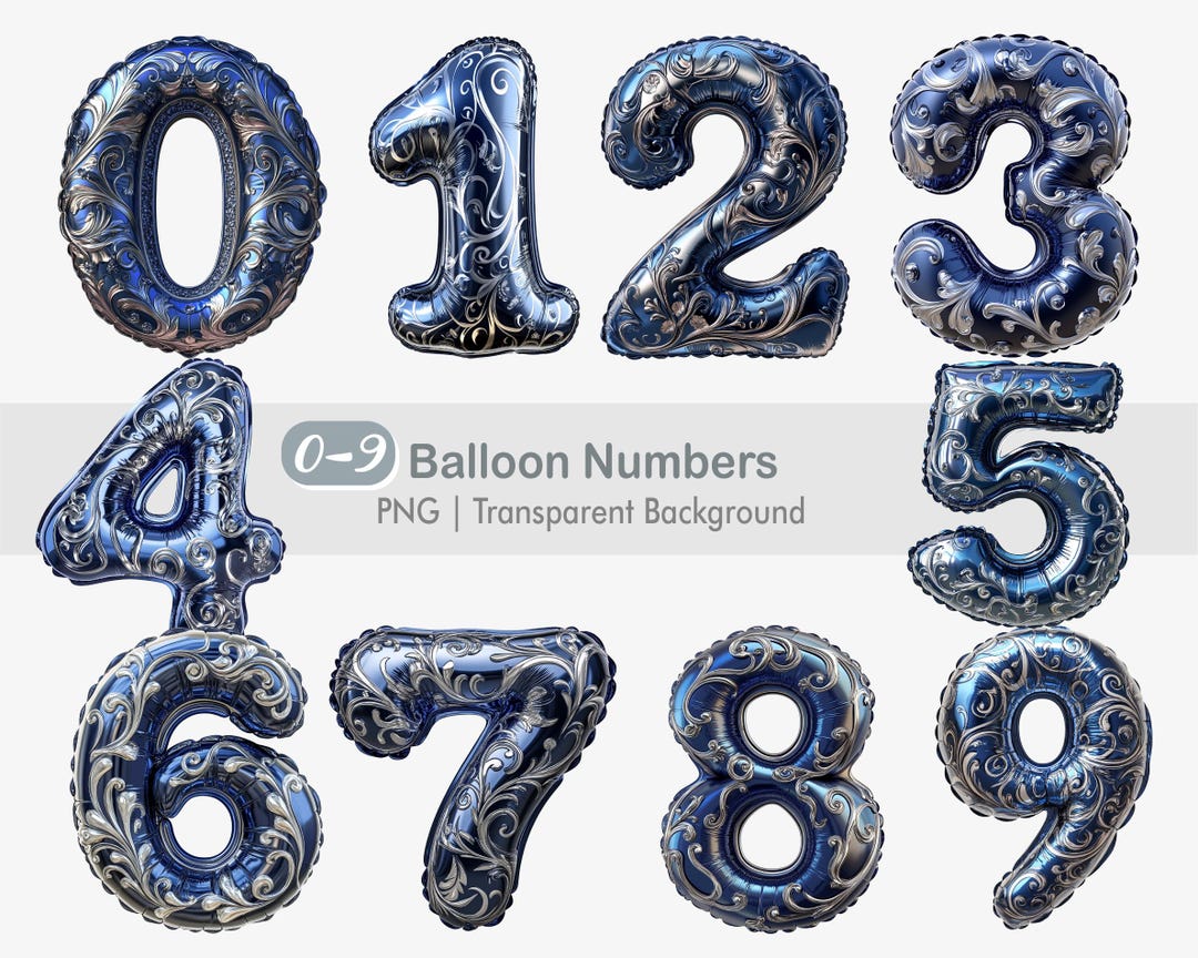 Blue Balloon Numbers Clipart, Foil Balloons Png, Birthday Numbers ...