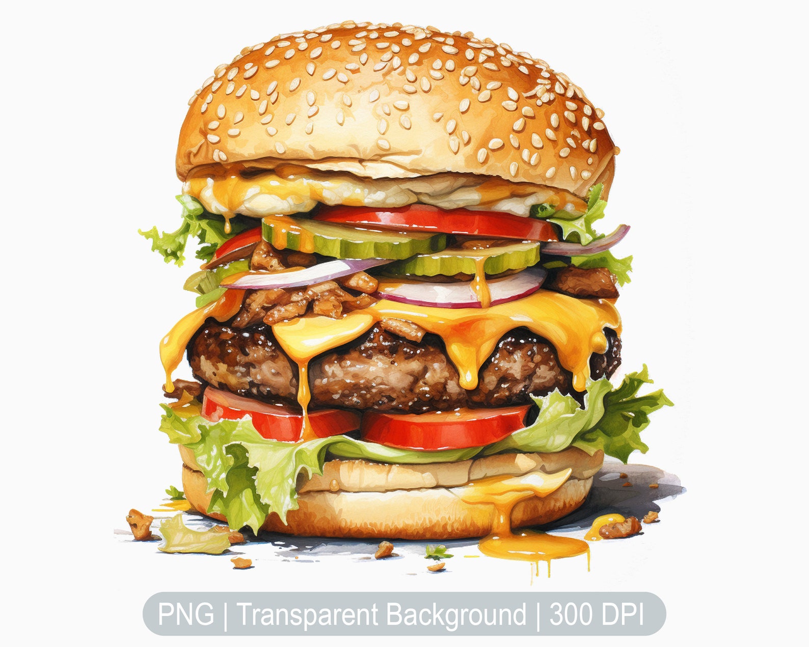 Hamburger Clipart, Cheese Burger Clipart, Hamburger Png, Sublimation ...