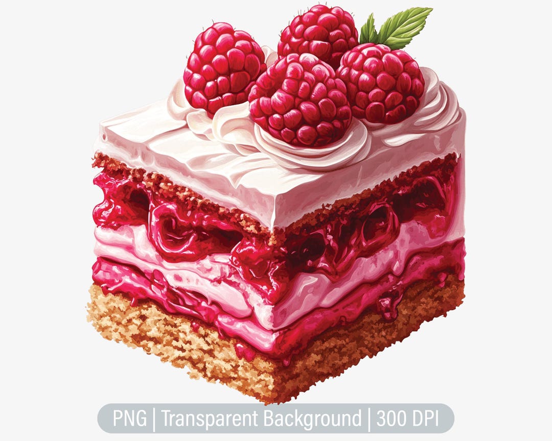 Raspberry Cake Clipart, Raspberry PNG, Berries Cake, Junk Journal ...