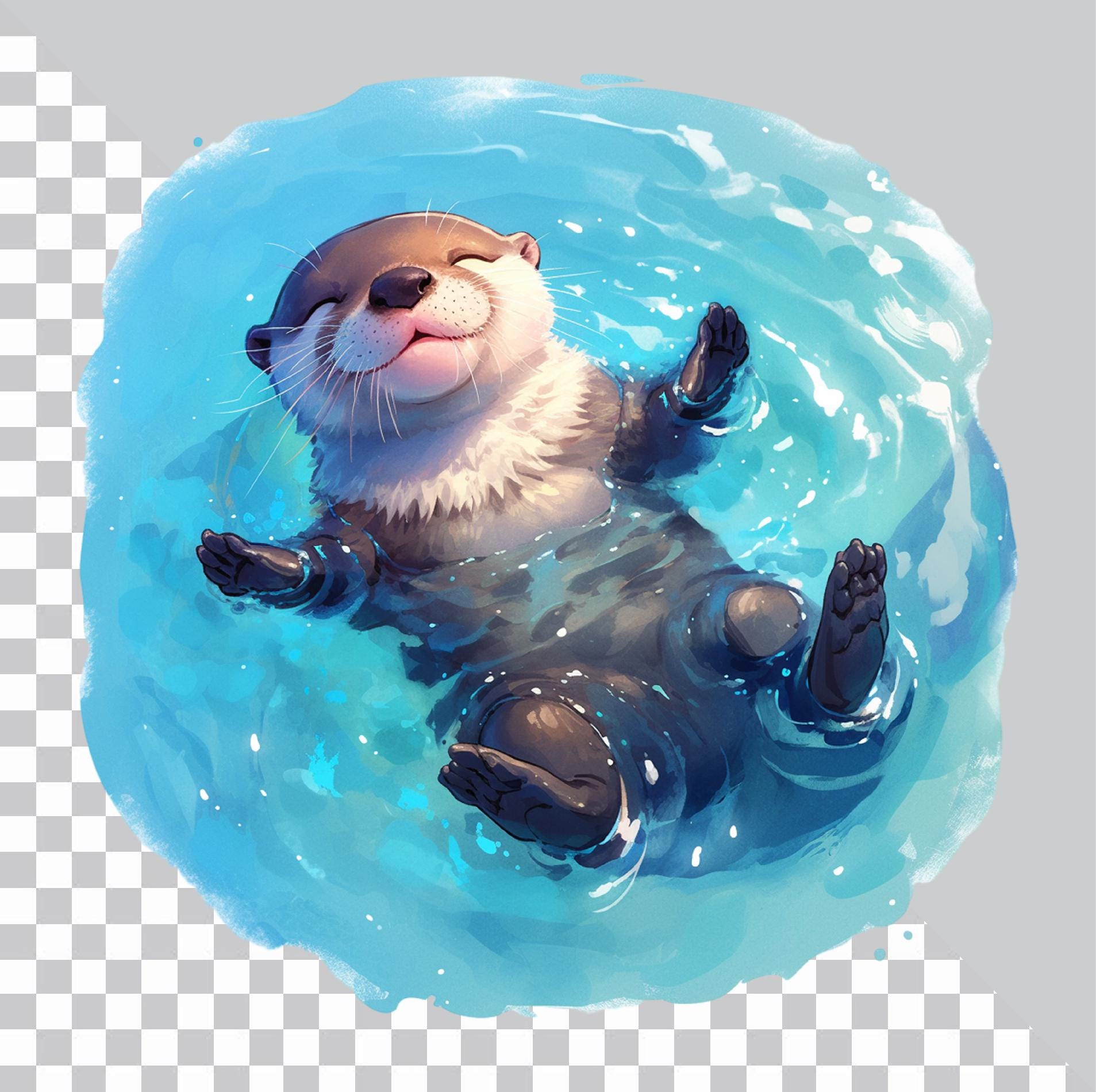 Cute Otters Clipart, Cute Animals PNG, Floral Otter, Printable ...