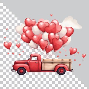 Valentine's Trucks Clipart, Valentine's Day PNG, Hearts Png, Junk ...