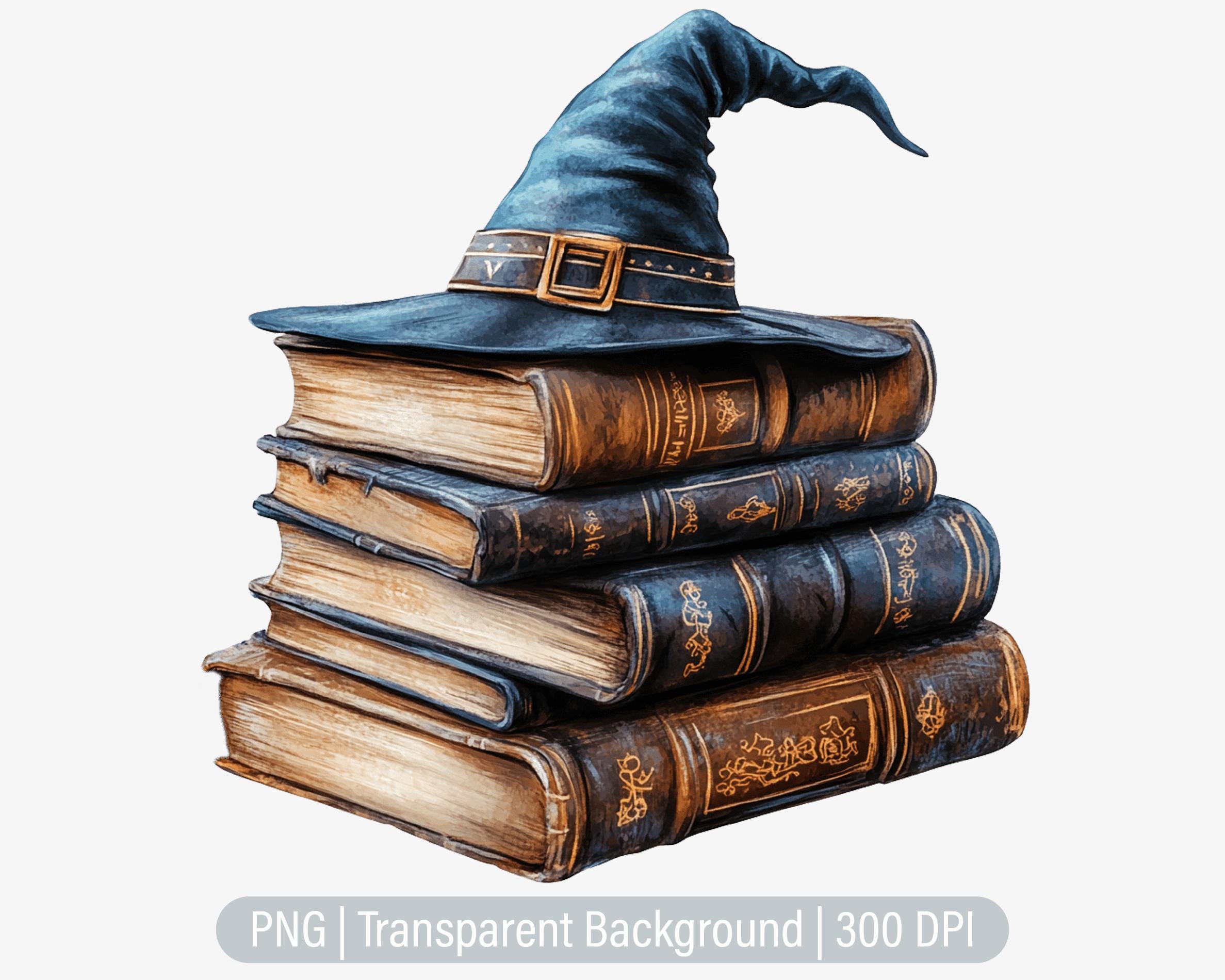 Wizard Books & Hat Clipart, Magic School PNG, Witch, Junk Journals ...