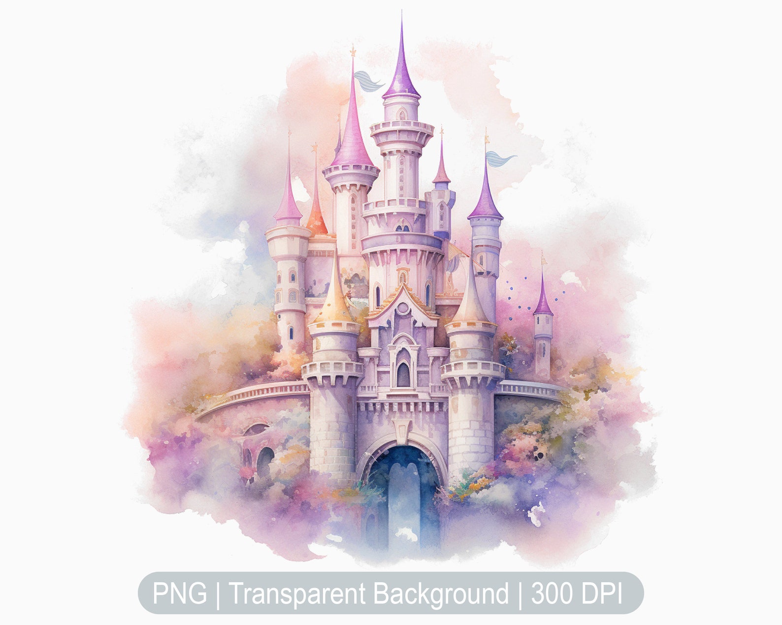 Pastel Castle Clipart, Fairy Tale Princess Castle, Princess Birthday ...