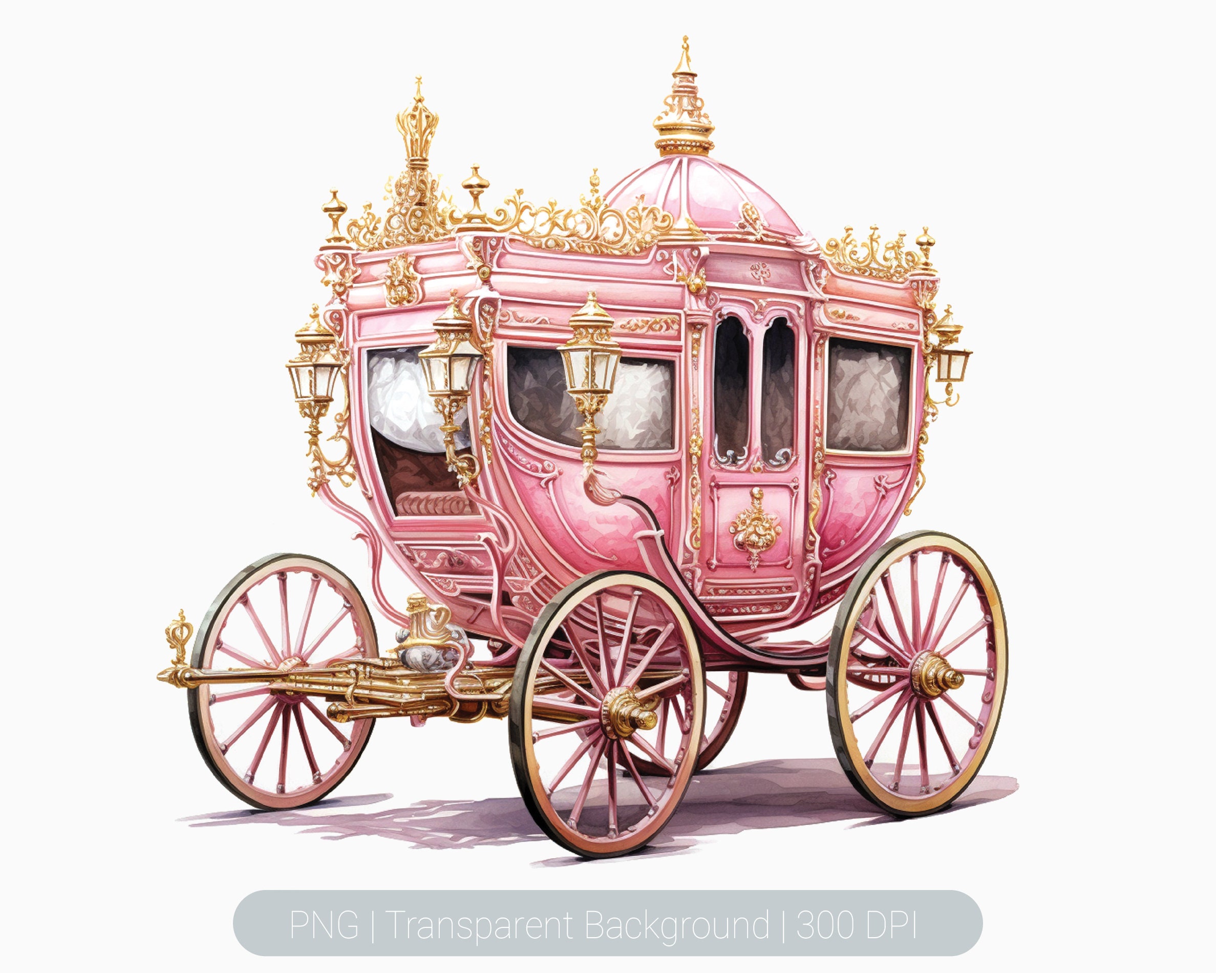 Pink Carriage Clipart, Pastel Watercolor Fantasy Carriages, Scrapbooks ...