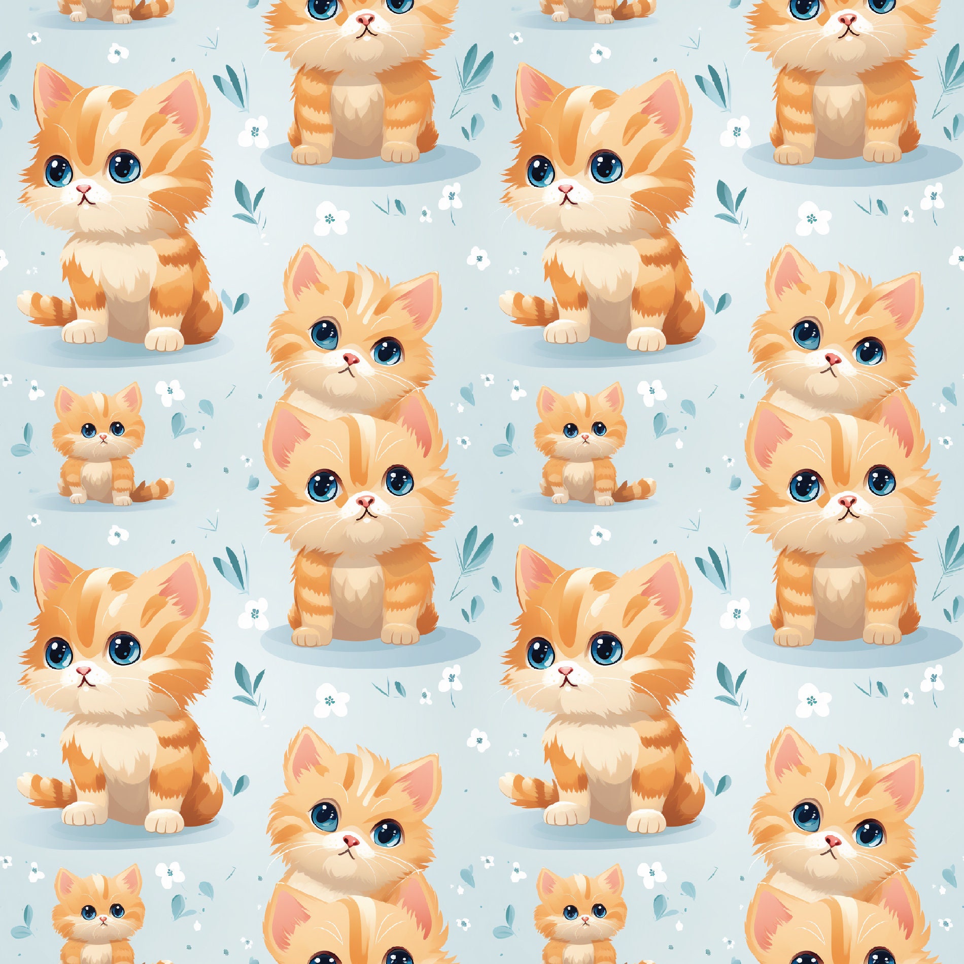Cats Digital Paper Cute Kitten Seamless Pattern Baby Cat - Etsy