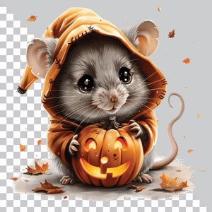Halloween Mice Clipart, Mouse Png, Mouse in Pumpkin Png, Printable ...
