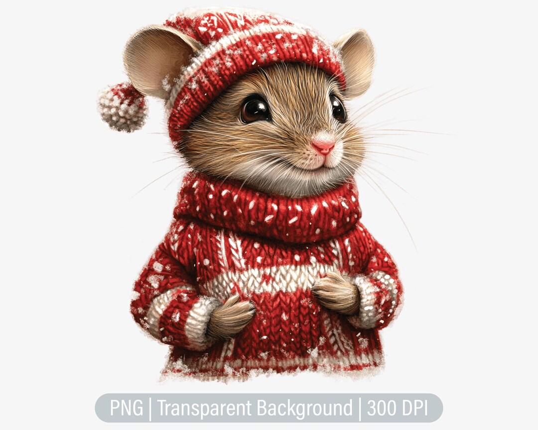 Christmas Mouse Clipart, Christmas PNG, Winter Mouse, Junk Journal ...