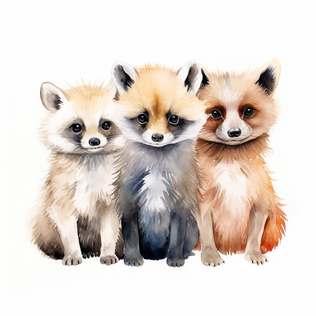 Baby Animals Watercolour Clipart Cute Baby Animals Png - Etsy