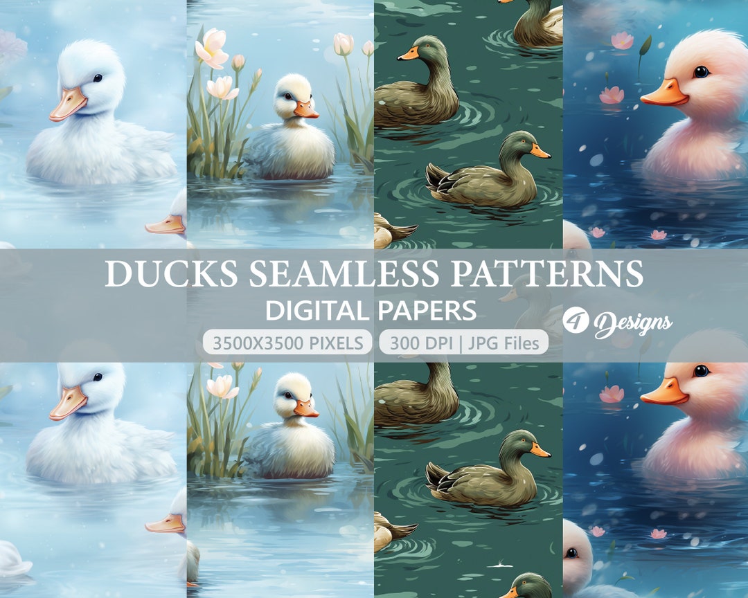 Ducks Digital Paper, Ducklings Seamless Pattern, Baby Ducks Scrapbook ...