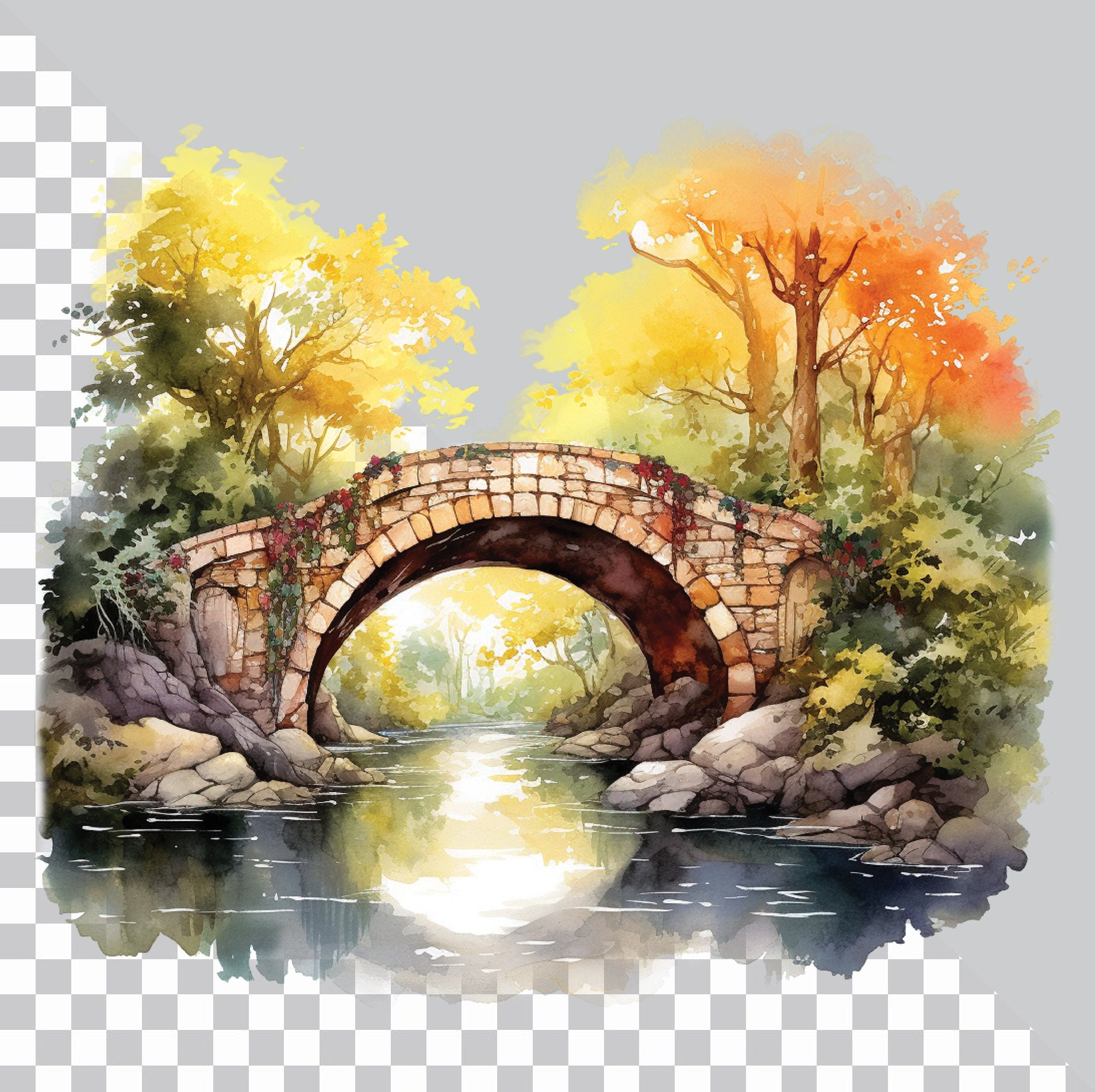 Watercolor Magic Bridge Clipart Fantasy Bridge Png Vintage - Etsy