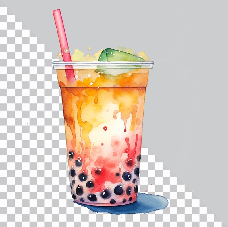 Watercolor Boba Tea Clipart PNG, Bubble Tea Clipart, Tea Boba Nai Cha ...
