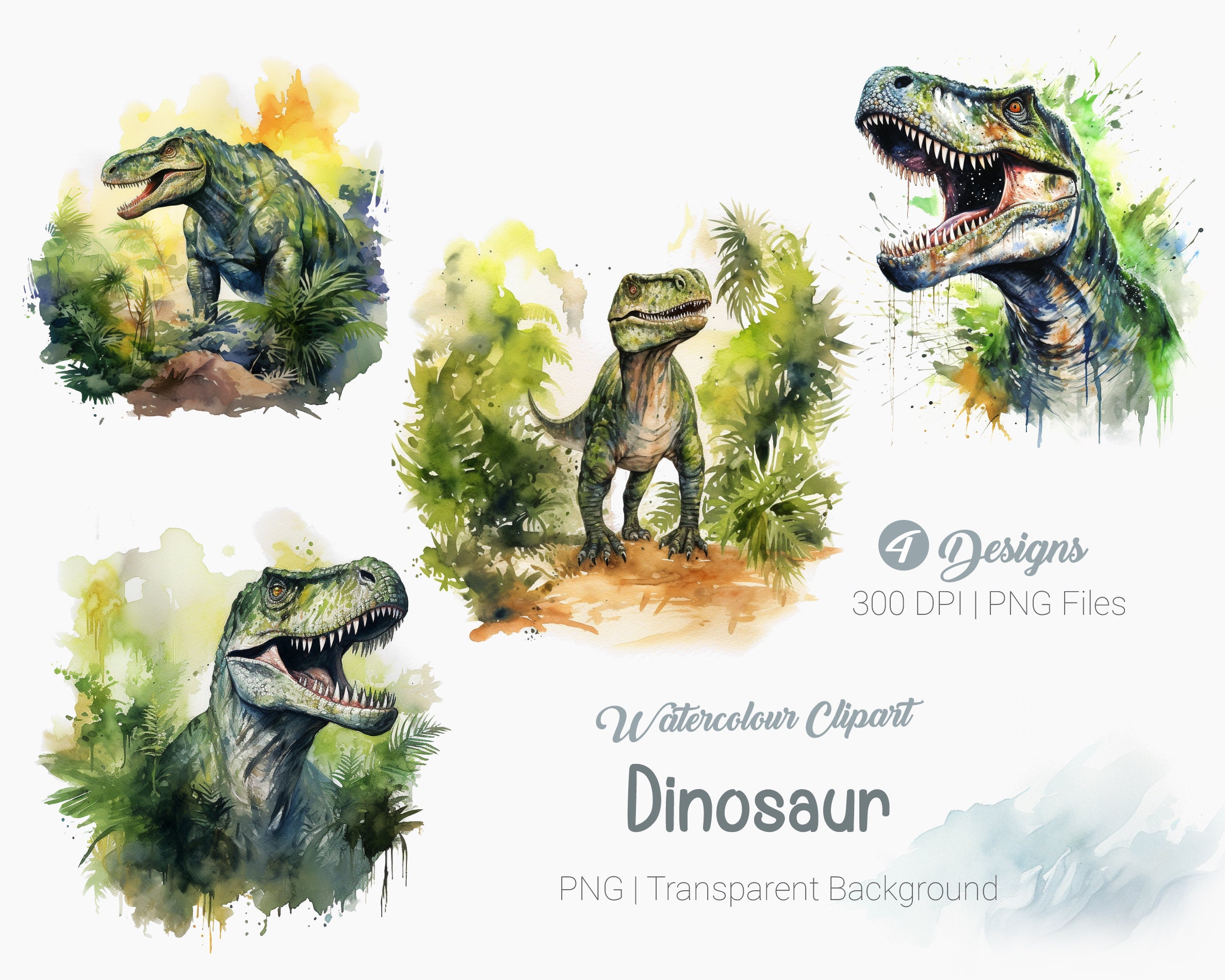 Watercolor Dinosaur T-rex Jungle Dinosaur Clipart Baby - Etsy
