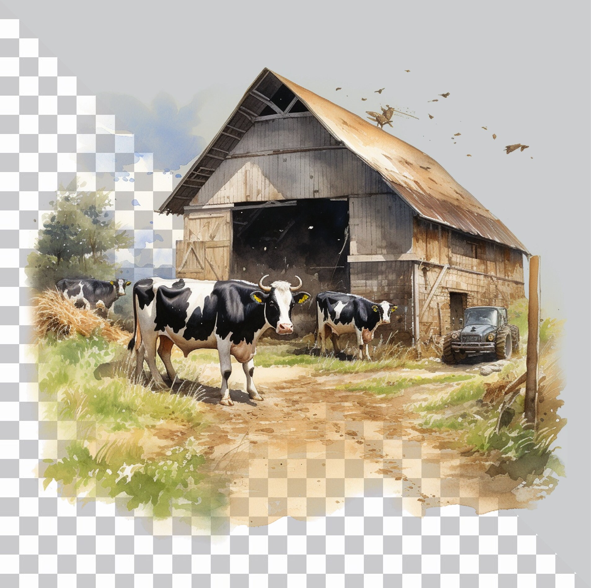 Farm Barn Clipart, Watercolor Farm Yard Clipart, Farm Clipart, Barn Png ...