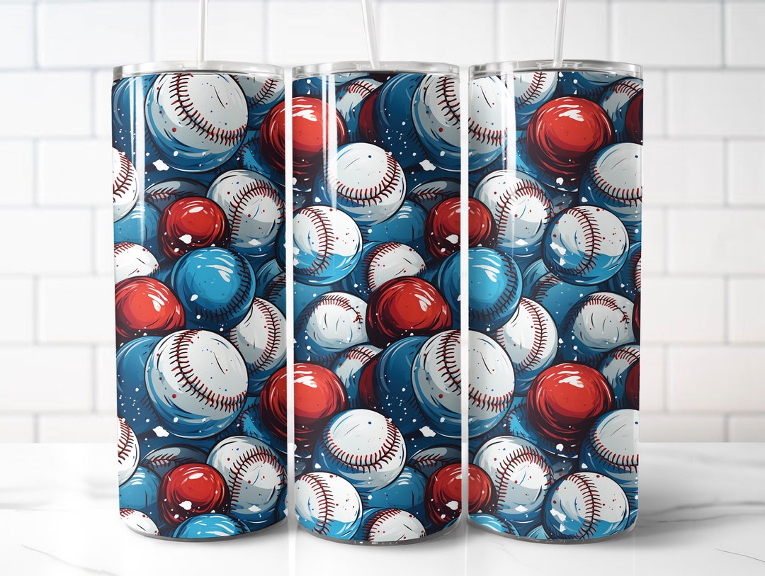 Baseballs 20oz Skinny Tumbler, Sports Seamless Sublimation Design, 20oz ...