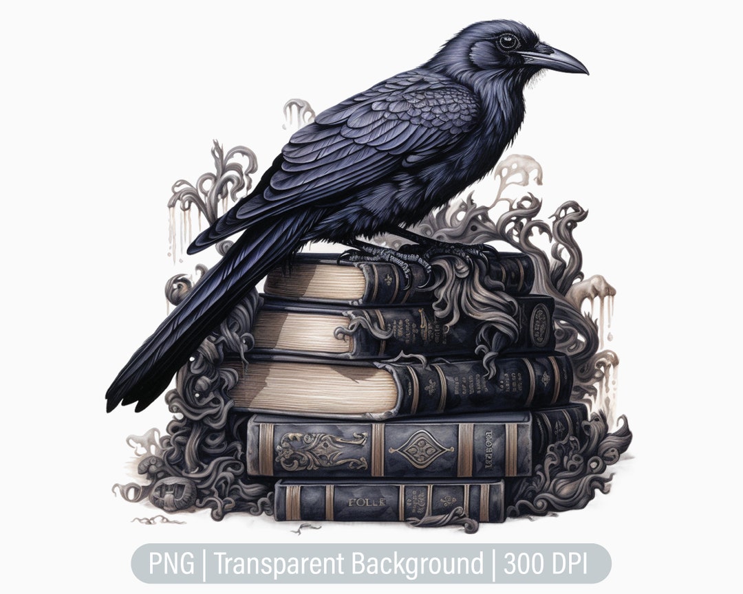Raven Clipart, Gothic Raven PNG, Dark Fantasy, Witch Clipart, Junk ...