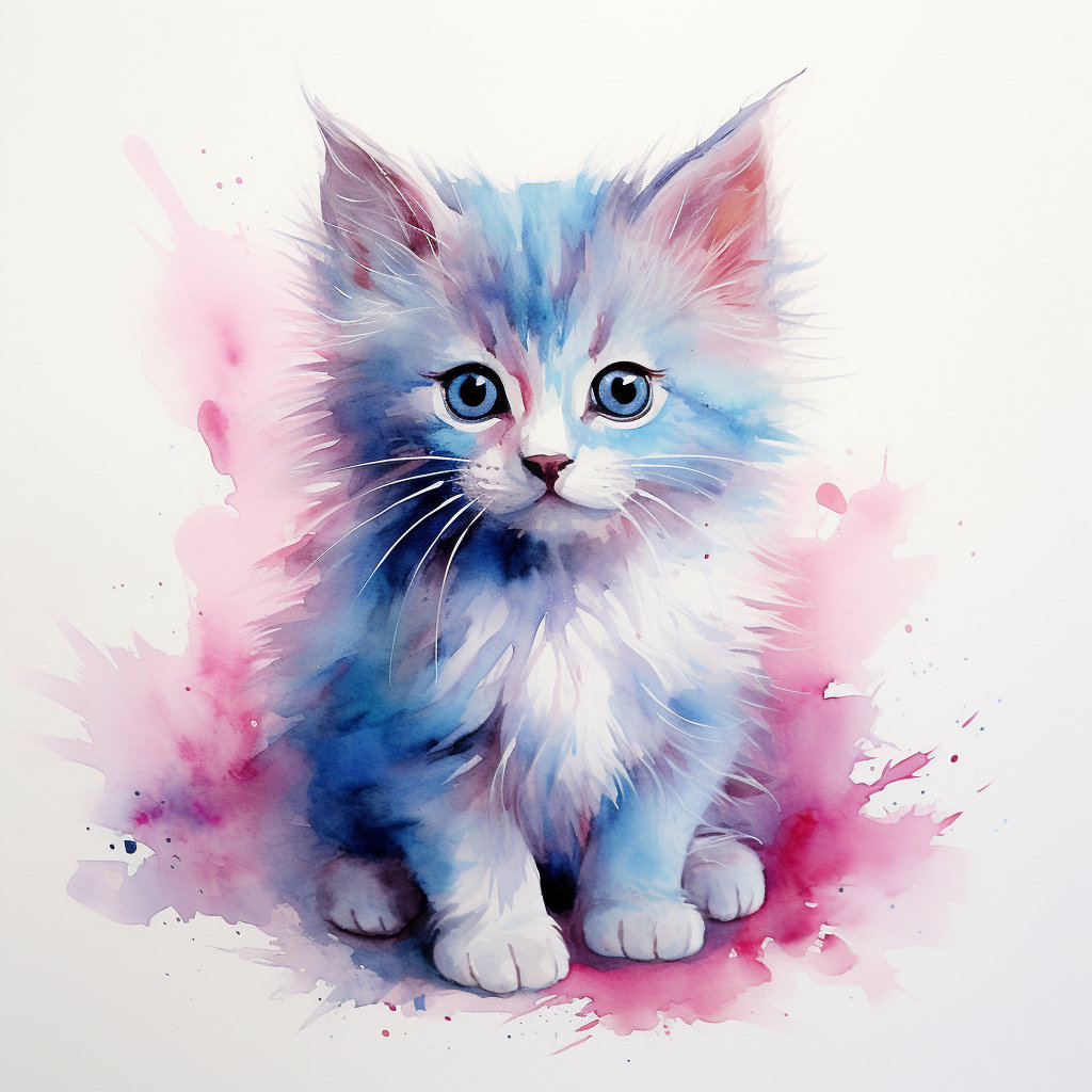 Pastel Kitten Clipart, Cute Watercolour Kitten Clipart, Colourful Cat ...