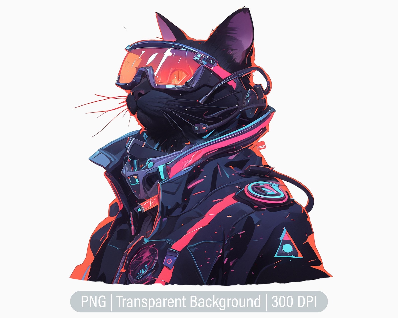 Cyberpunk Cat Clipart, Cyborg PNG, Sci-fi , Junk Journals, Scrapbooking ...