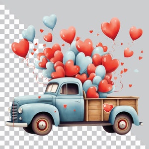 Valentine's Trucks Clipart, Valentine's Day PNG, Hearts Png, Junk ...